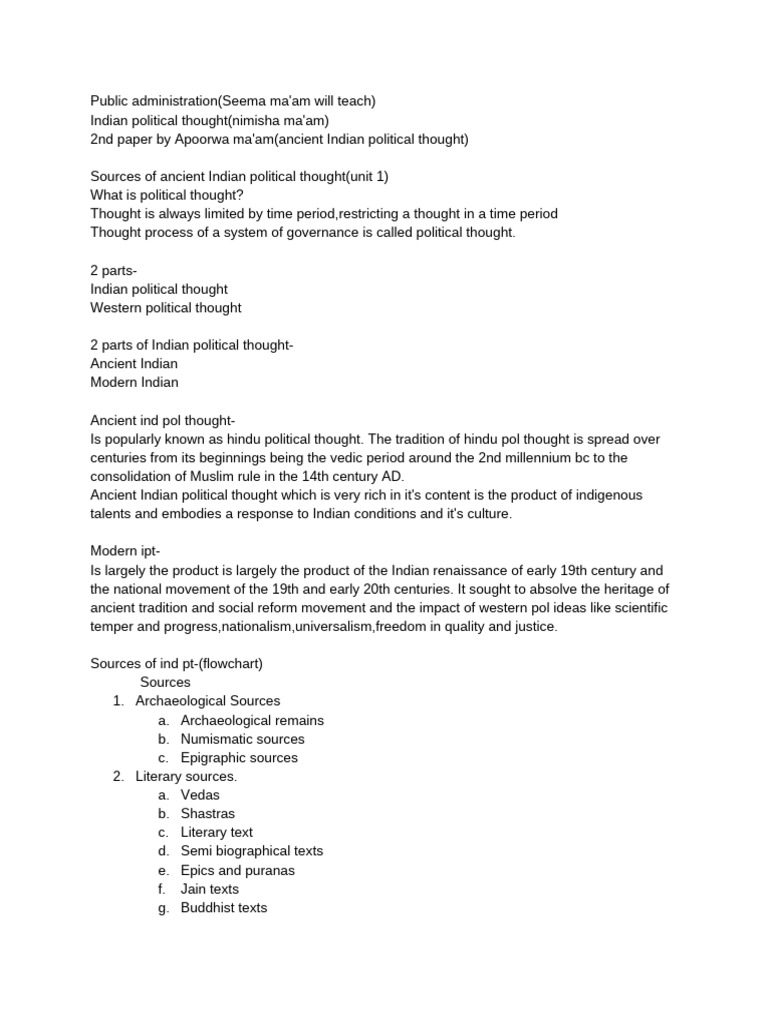 Ancient Indian Political Thought Sem 5 | PDF | Dharma | Vedas