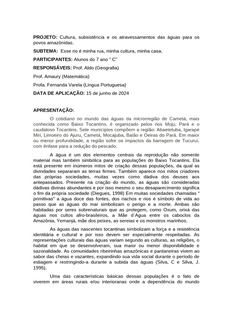 Projeto Mocic Finalizado 7 Ano C | PDF | Povos indígenas | Agricultura