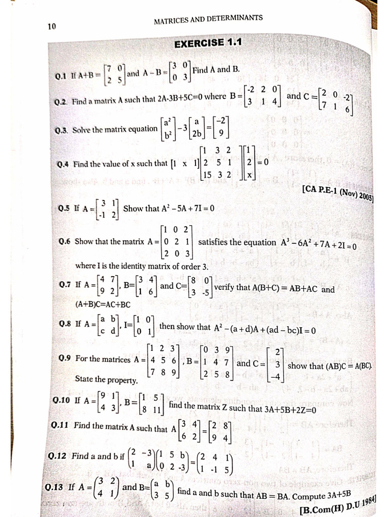 Matrix and Determinants | PDF