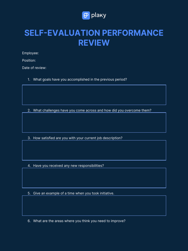 Self Evaluation Performance Review | PDF