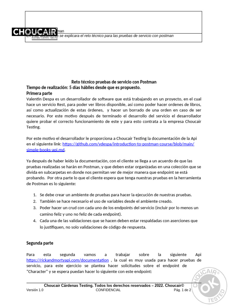 Reto Tecnico Postman | PDF | Pruebas de software | Ciencias de la Computación