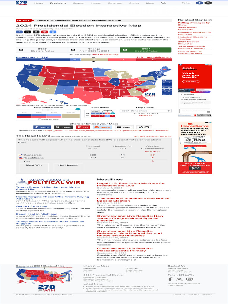 270towin - 2024 Presidential Election Interactive Map | PDF | Elections ...