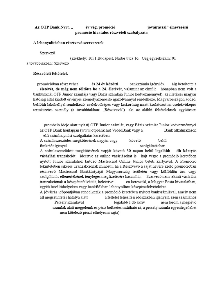 OTP Junior Persely Ev Vegi Promo Reszvet Szab 20241106 | PDF