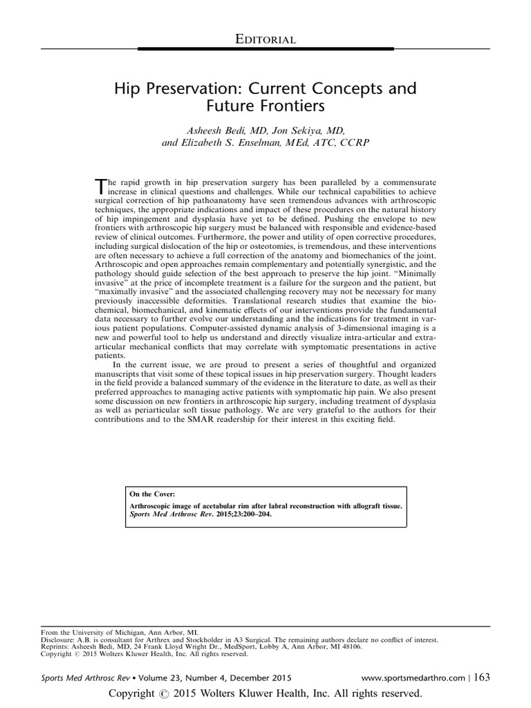 Hip Preservation Current Concepts and Future.4 | PDF | Surgery ...