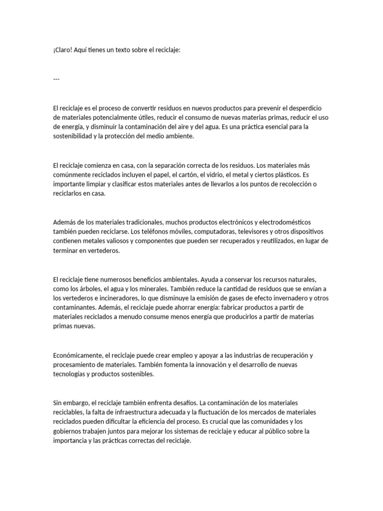 Reciclar | PDF | Reciclaje | Residuos