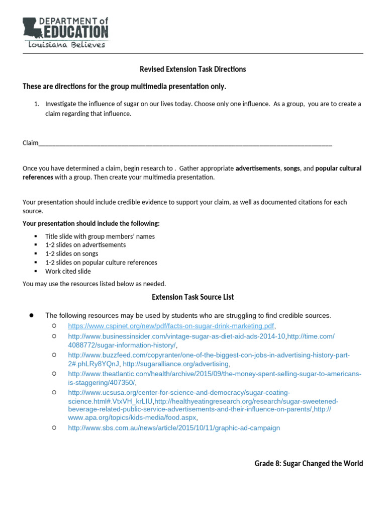 Revised SUGAR - S08 - L31 - ETDirections - Blank - LCH | PDF