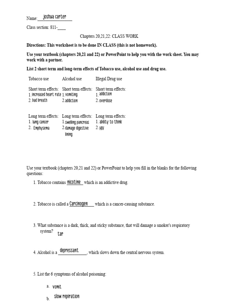 CH 20,21,22 Class Work | PDF