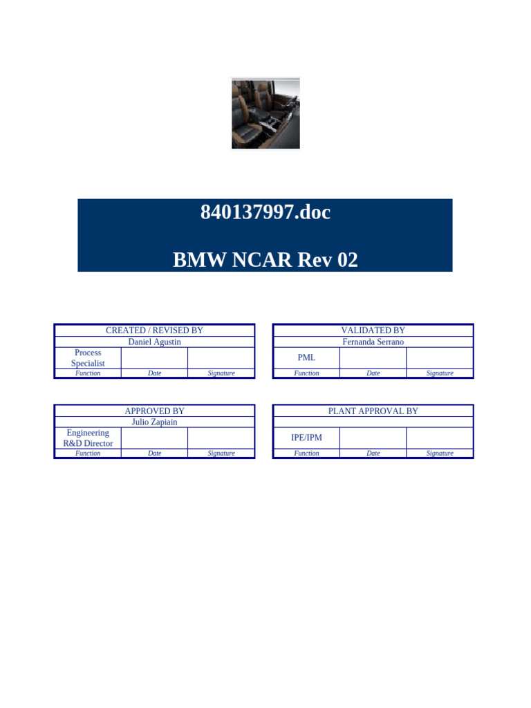 BMW NCAR Assembly Specification Document | PDF | Specification ...