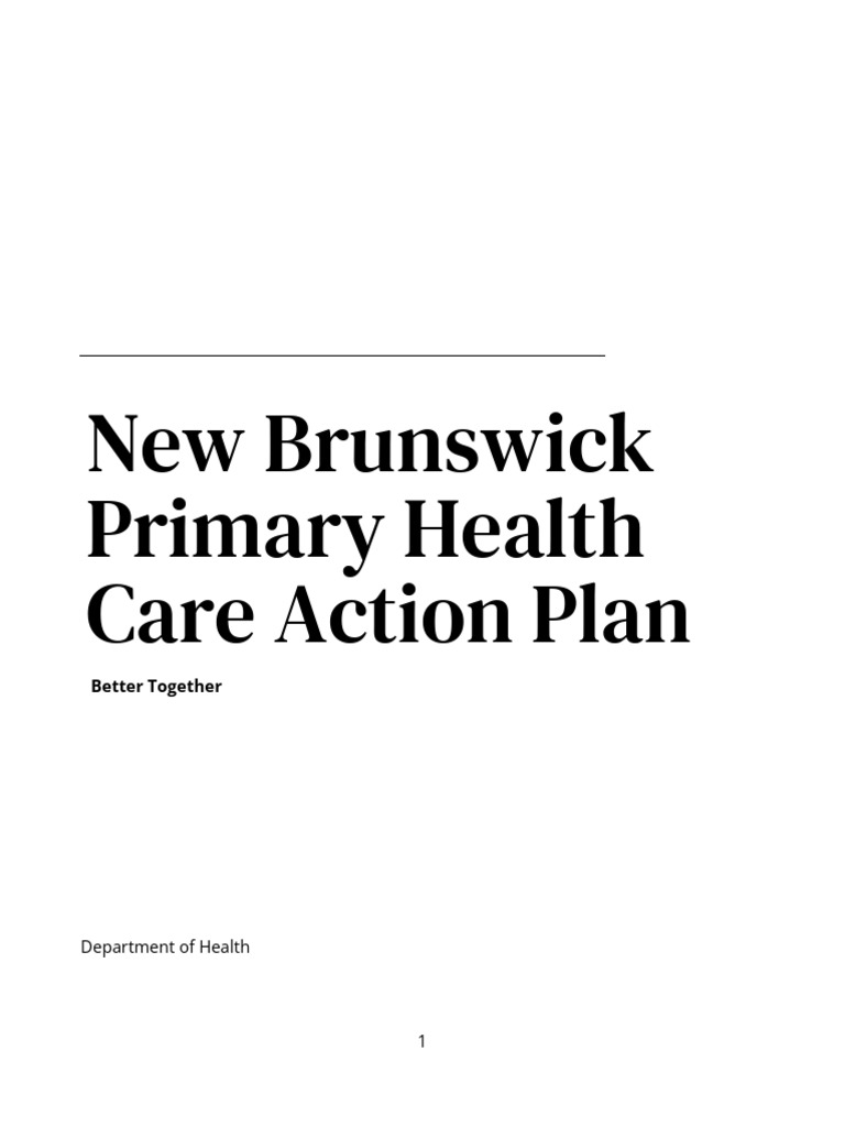 New Brunswick Primary Care Action Plan English | PDF | Fee For Service ...