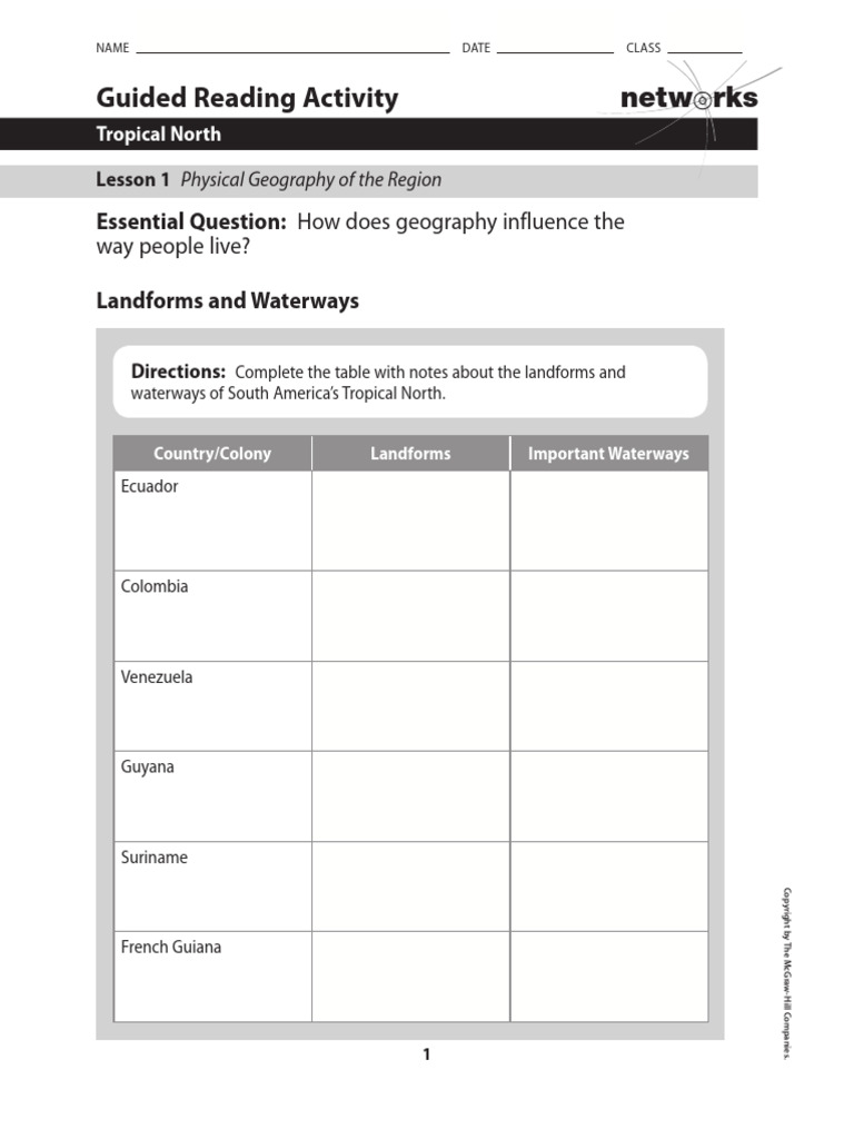 Chapter 9 Guided Reading Lesson 1 | PDF | Guyana | Colombia
