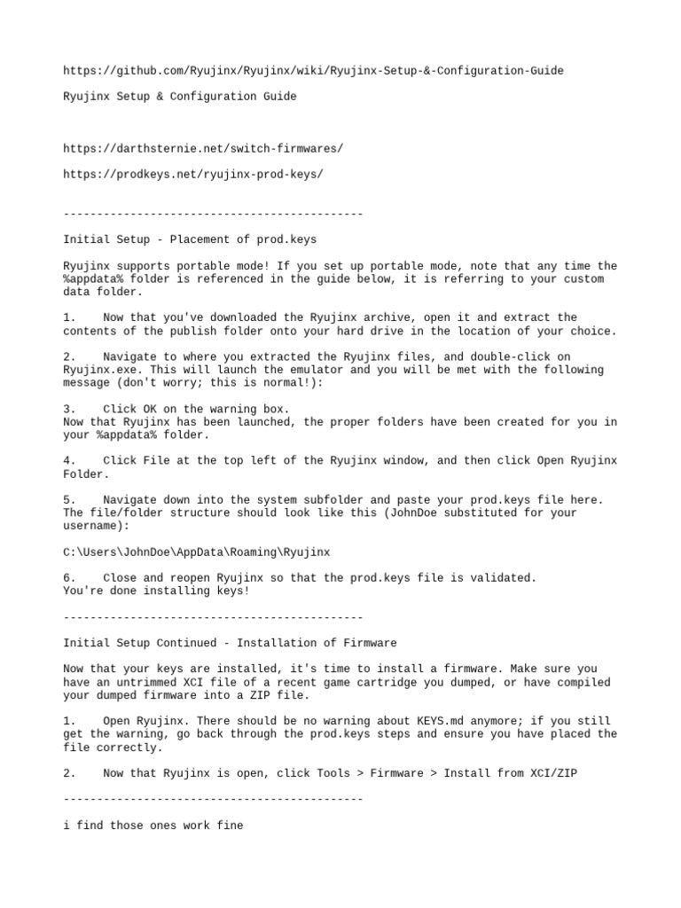 Ryujinx Setup & Configuration Guide | PDF