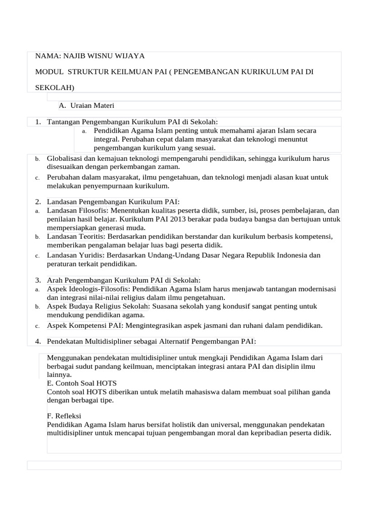 Contoh Resume Modul PPG PAI | PDF