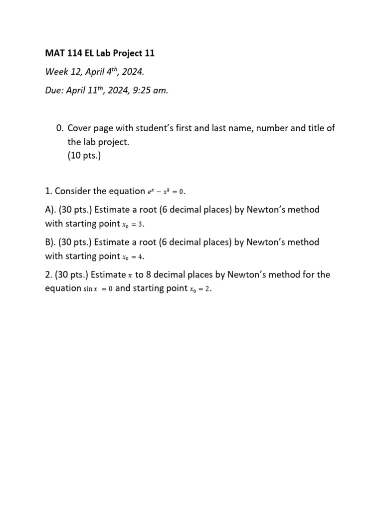 MAT 114 EL Lab Project 11 | PDF