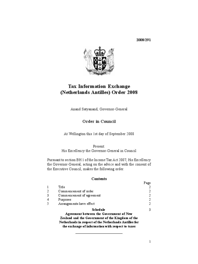 TIEA Agreement Between Curaçao and New Zealand | PDF