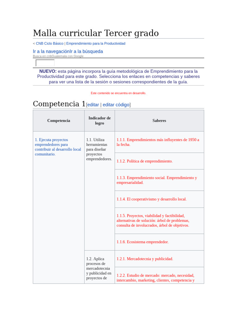 Malla curricular Tercero basico | PDF