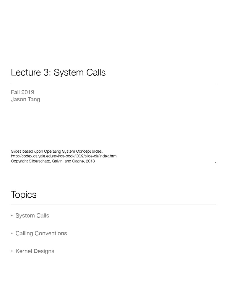 l 03 System Calls | PDF | Kernel (Operating System) | Operating System