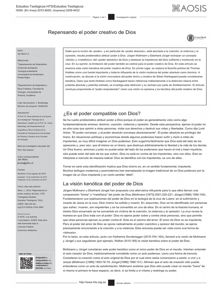 JAN MUIS - Tethinking The Creative Power of God ESPAÑOL | PDF ...