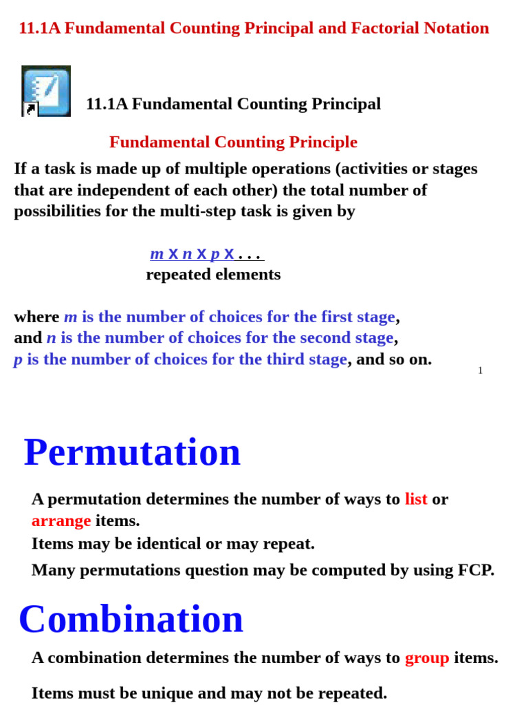 11.1A FCP and Factorial Notation | PDF | Permutation | Consonant