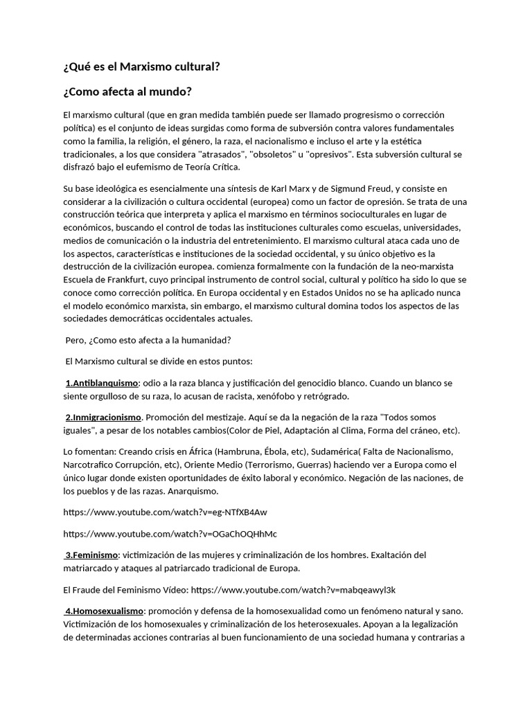 Marxismo Cultural: Ideología y Efectos | PDF | marxismo | Ideologías