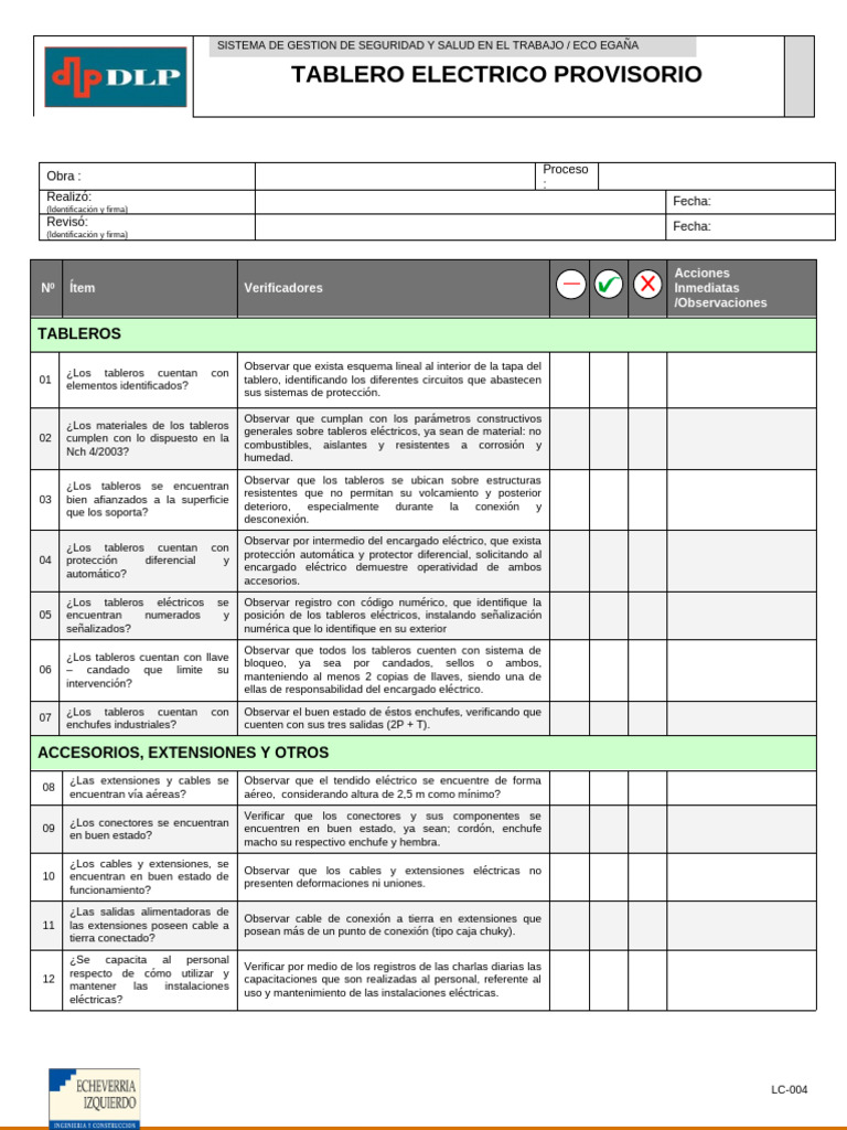 LC-004 Tablero Instalaciones Electricas Provisorias | PDF | Enchufes y tomas de corriente ...