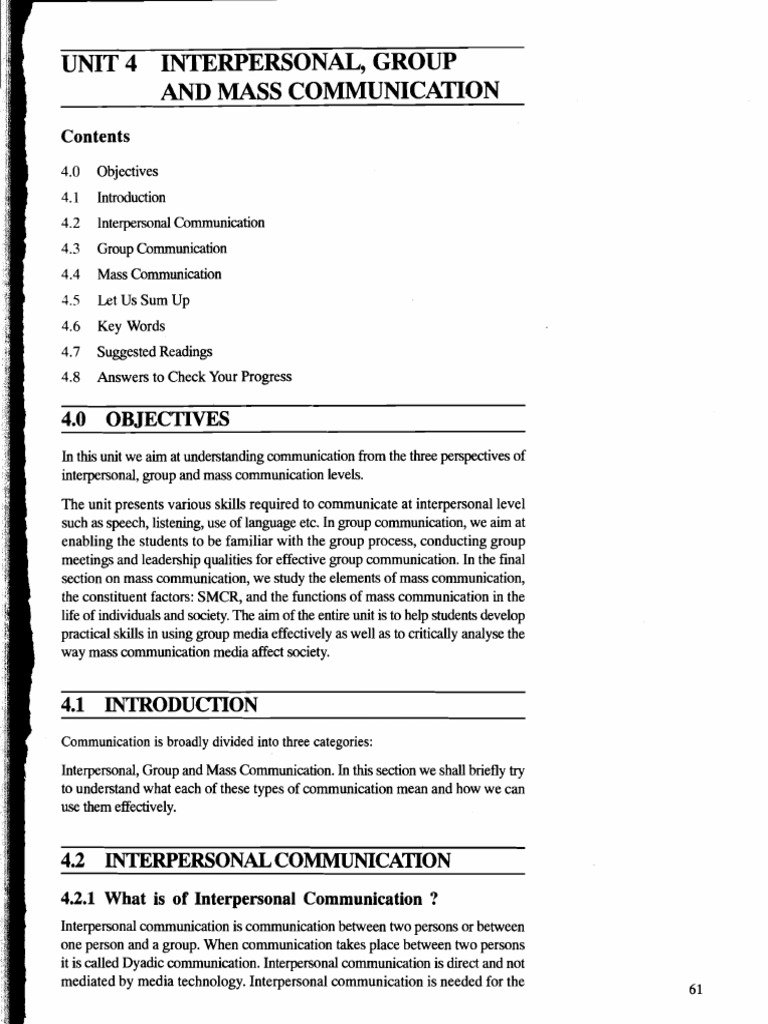 Interpersonal, Group & Mass Communication | PDF | Communication ...