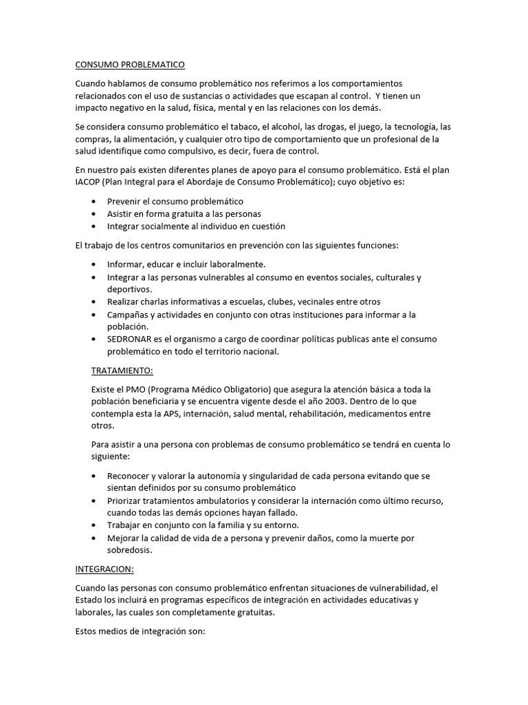 Consumo Problematico | PDF | La dependencia de sustancias