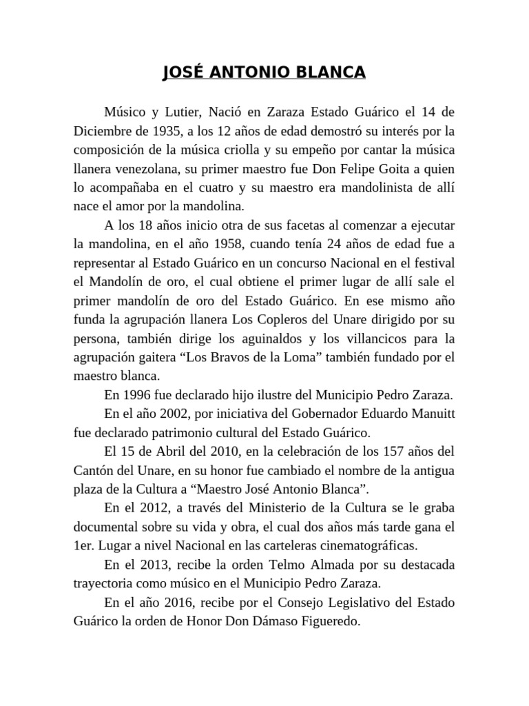 Biografia Jose Antonio Blanca | PDF