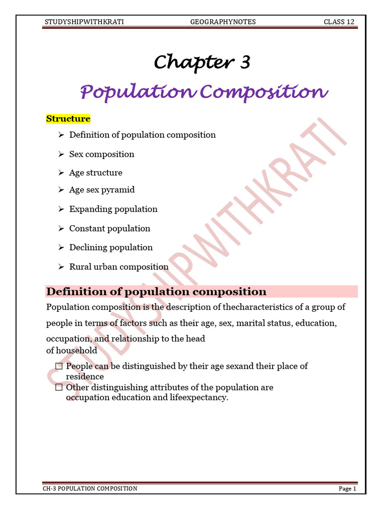 1 CH 3 Population Composition | PDF | Cost Of Living | Rural Area