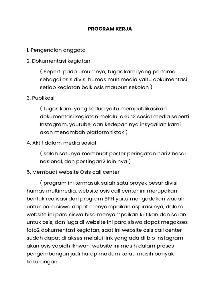 Program Kerja | PDF
