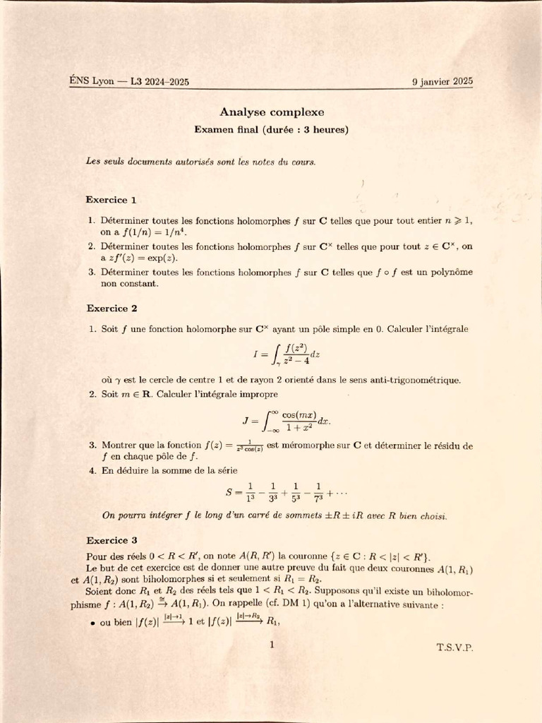 Analyse Complexe | PDF