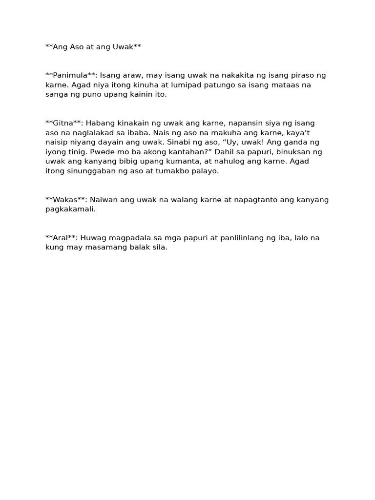 Ang Aso at ang Uwak | PDF