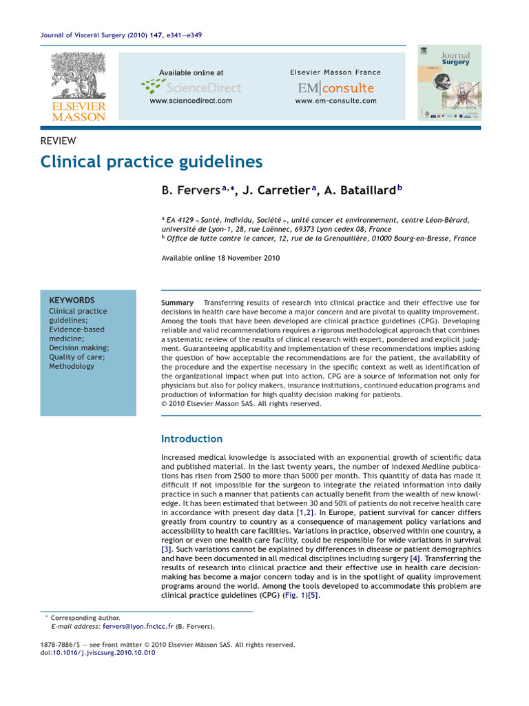 Clinical Practice Guidelines 2010 | PDF | Systematic Review | Evidence Based Medicine