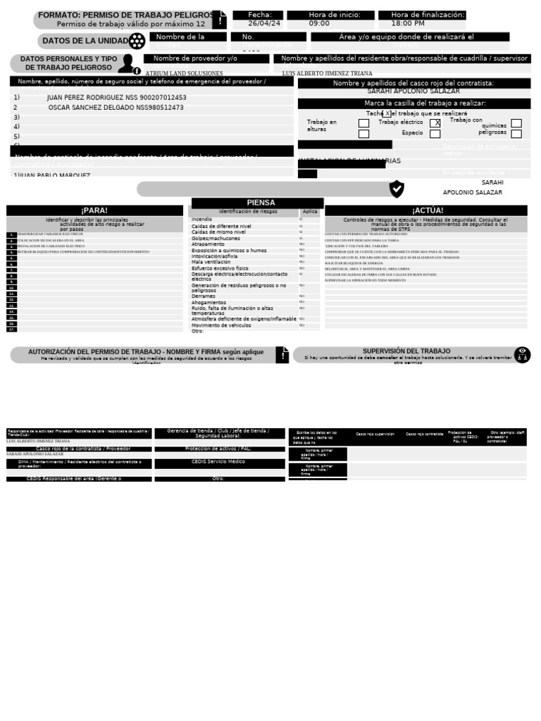 PERMISO DE TRABAJO EDITADO[1] | PDF | Soldadura | Construcción