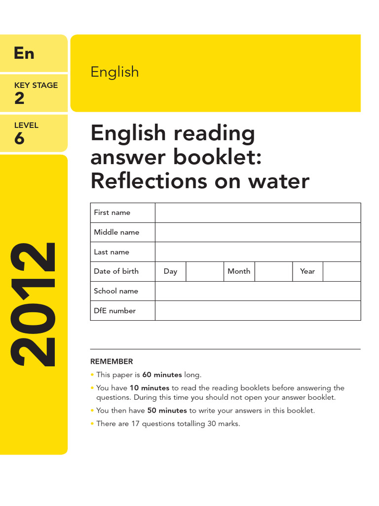 Ks2-English-2012-Level-6-Reading-Answer-Booklet 2 | PDF