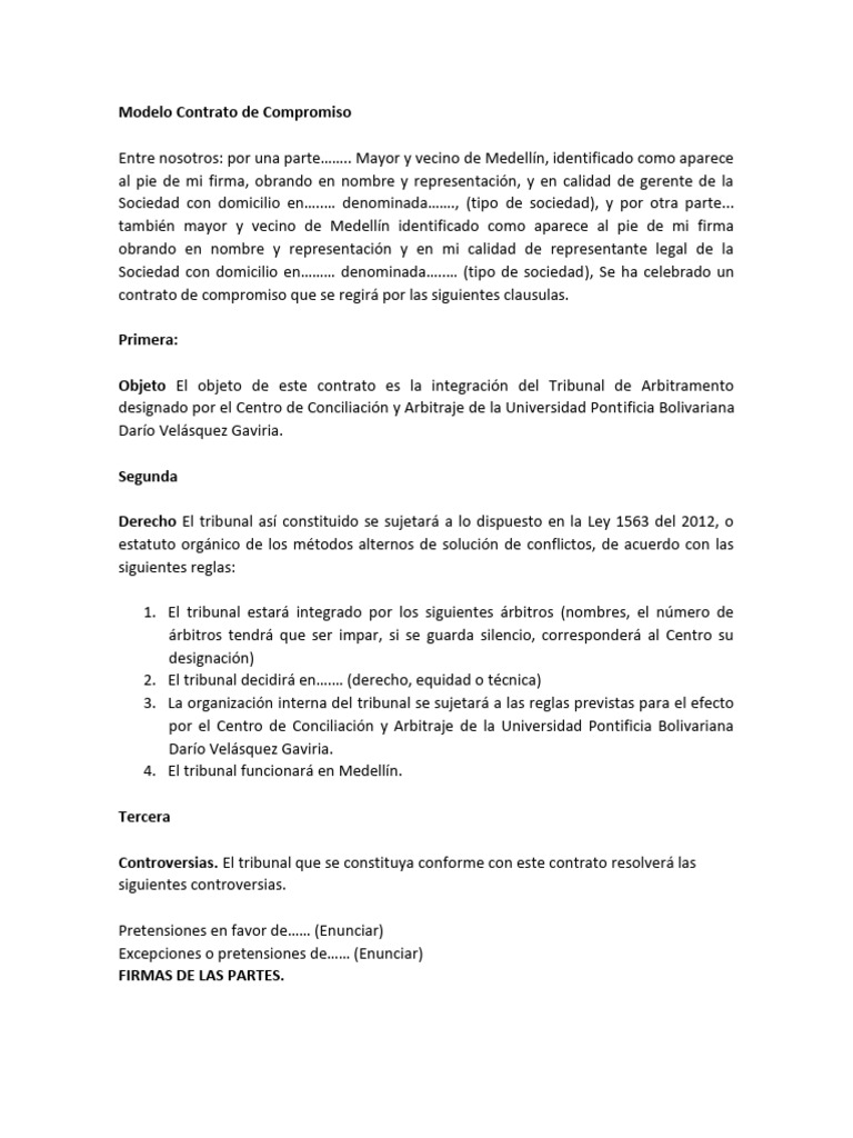 Modelo de Contrato de Compromiso | PDF