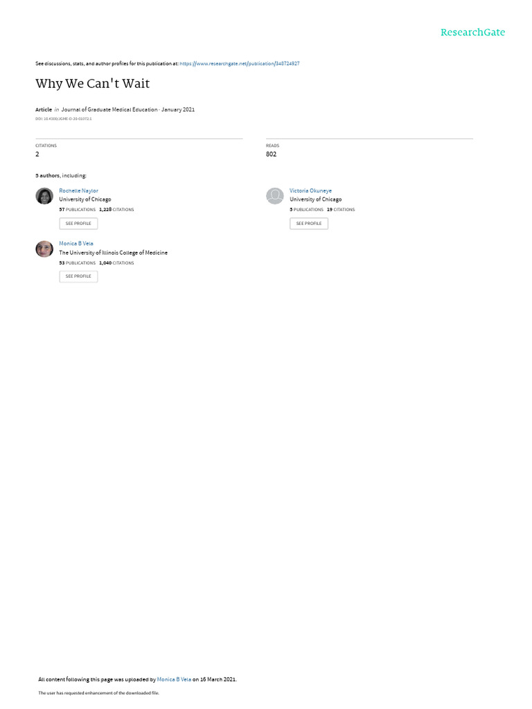 Why We Cant Wait | PDF | United States Medical Licensing Examination ...