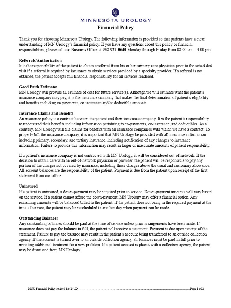 Financial2 Policy Revised 8-2023 | PDF | Insurance | Deductible