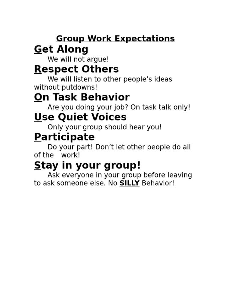 Group Work Expectations | PDF