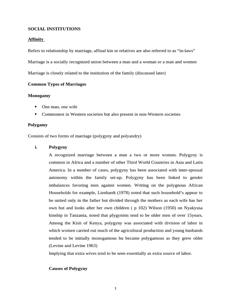 SOCIAL INSTITUTIONS | PDF | Marriage | Rachel