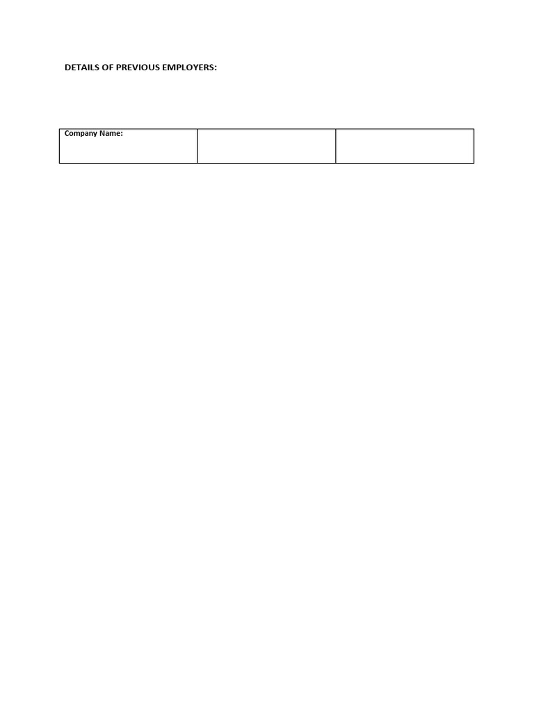 Details of Previous Employers | PDF
