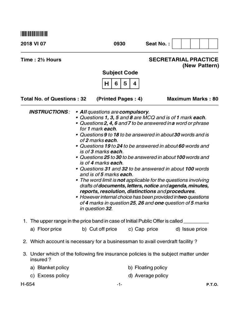 SP SP Paper 2018 | PDF | Dividend | Private Law