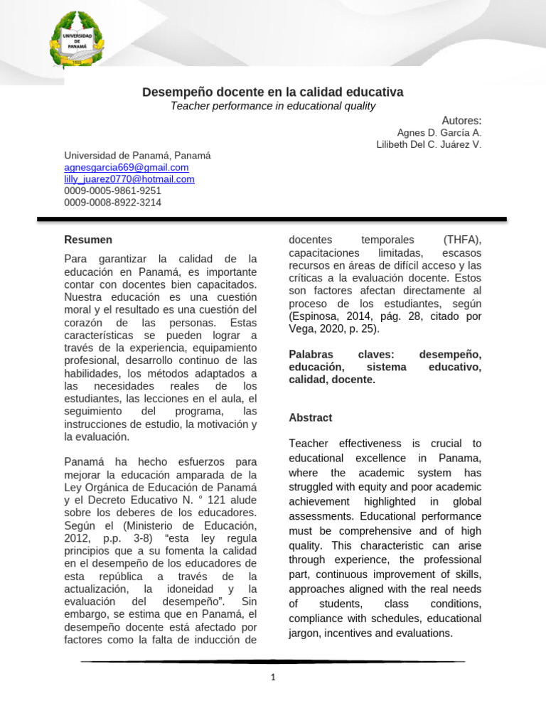 Desempeño Docente en Panamá | PDF | Enseñando | Maestros