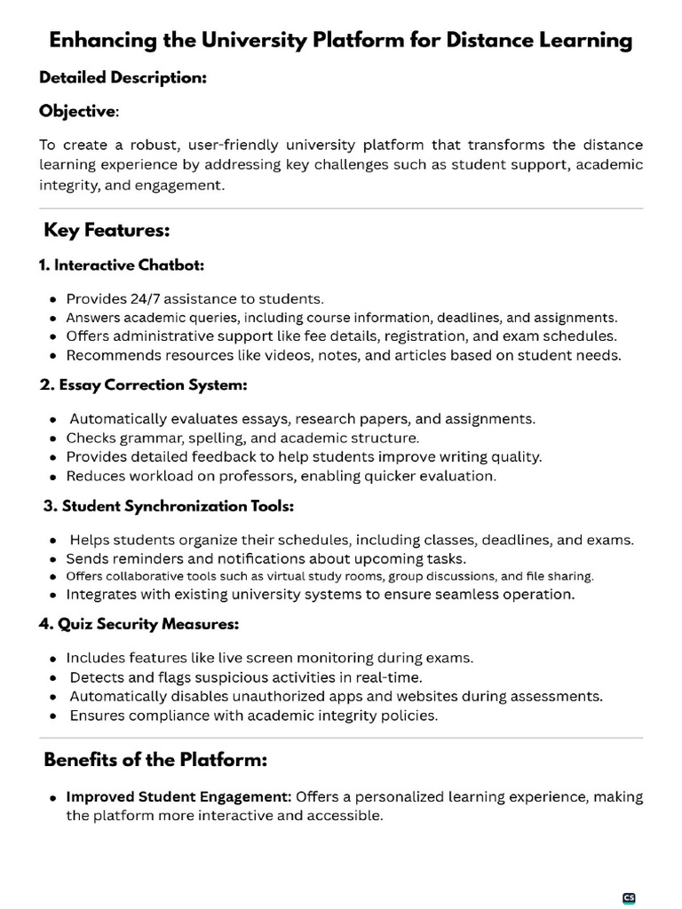 Enhancing the University Platform for Distance Learning_2 | PDF