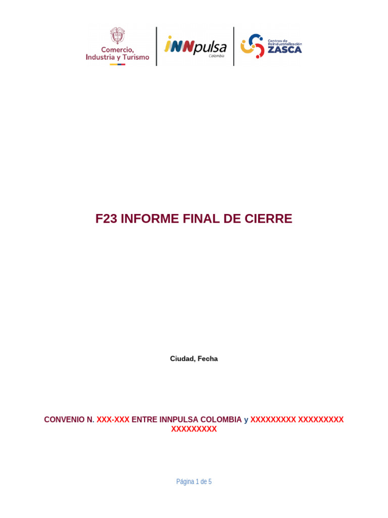 F23 Informe Final de Cierre Zasca Agroindustria | PDF
