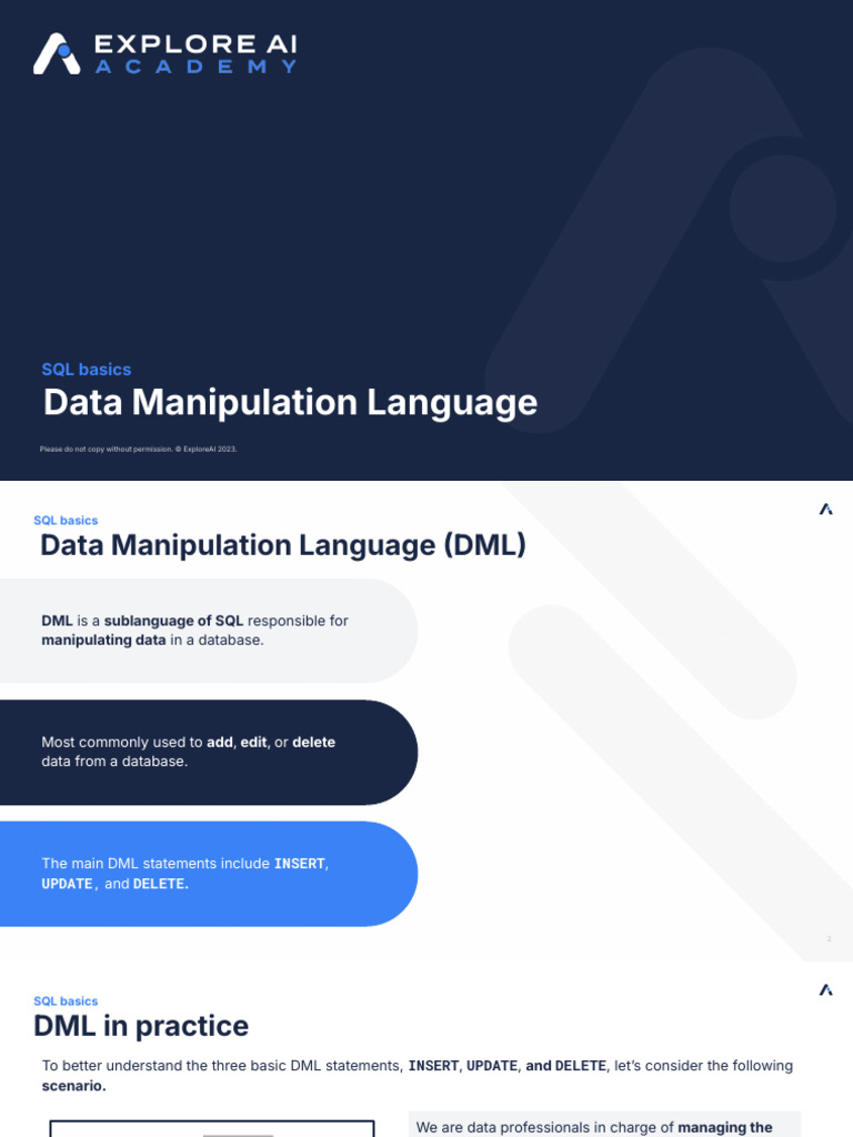 Data Manipulation Language (DML) (Slides) | PDF | Sql | Information Retrieval