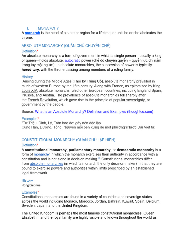 MONARCHY.docx | PDF | Monarchy | Monarch