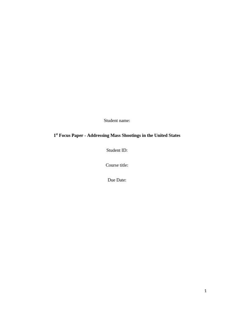1st Focus Paper | PDF | Gun Control | Gun Violence