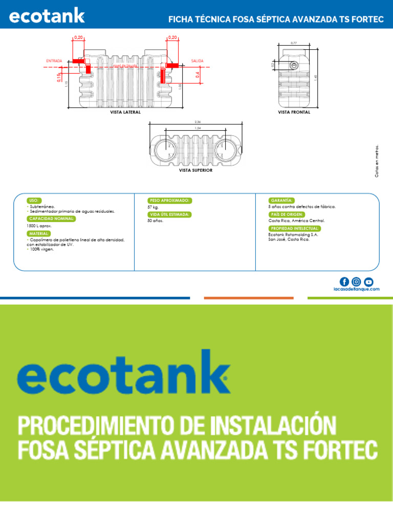Fosa Séptica TS FORTEC: Detalles Técnicos | PDF