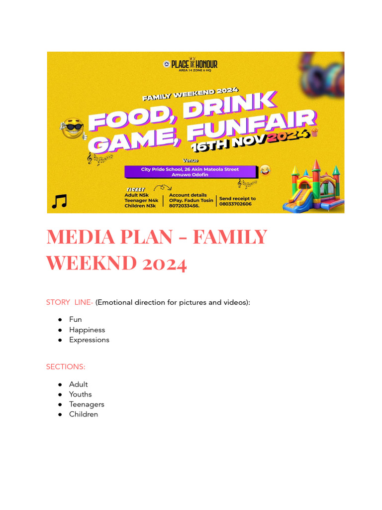 Media Planning - Family WKND 2024 | PDF