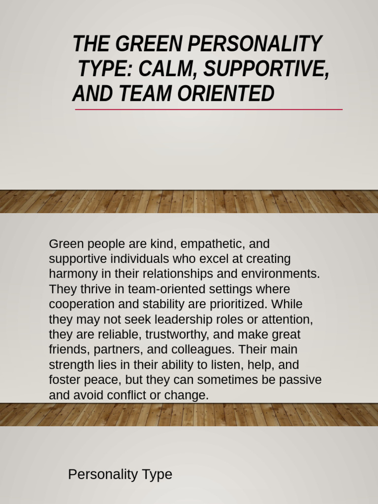 Understanding the Green Personality Type | PDF